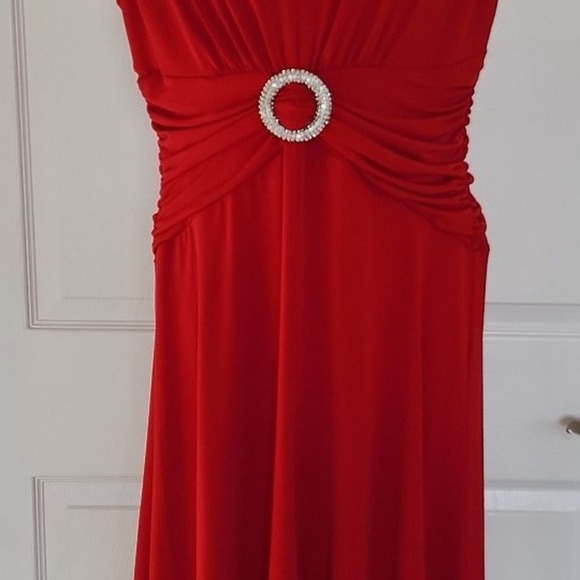 Metaphor | Dresses | Metaphor Red Midi Dress With Rhinestone Buckle ...